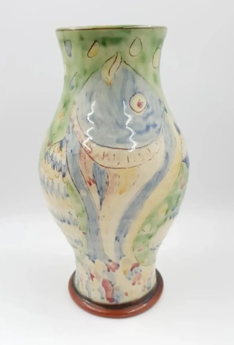 Paul Jackson Studio Pottery Vase Decorated With Fish - Vintage Treasures UK