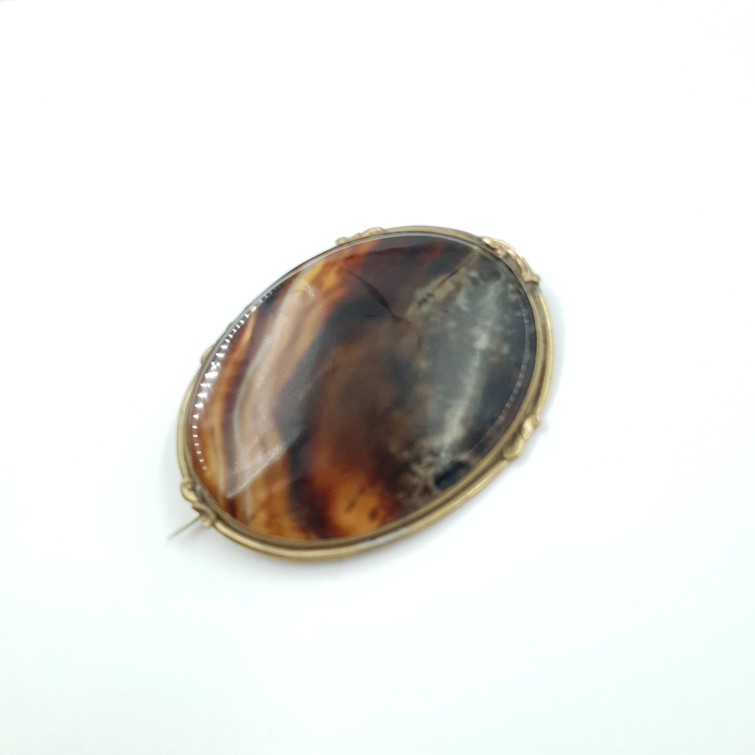 Large Victorian Agate Brooch - Vintage Treasures UK